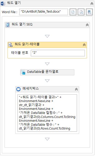 AntBot Studio > Activity > 오피스 > 워드 > 워드 읽기-테이블 | ANTBOT 사용자 매뉴얼